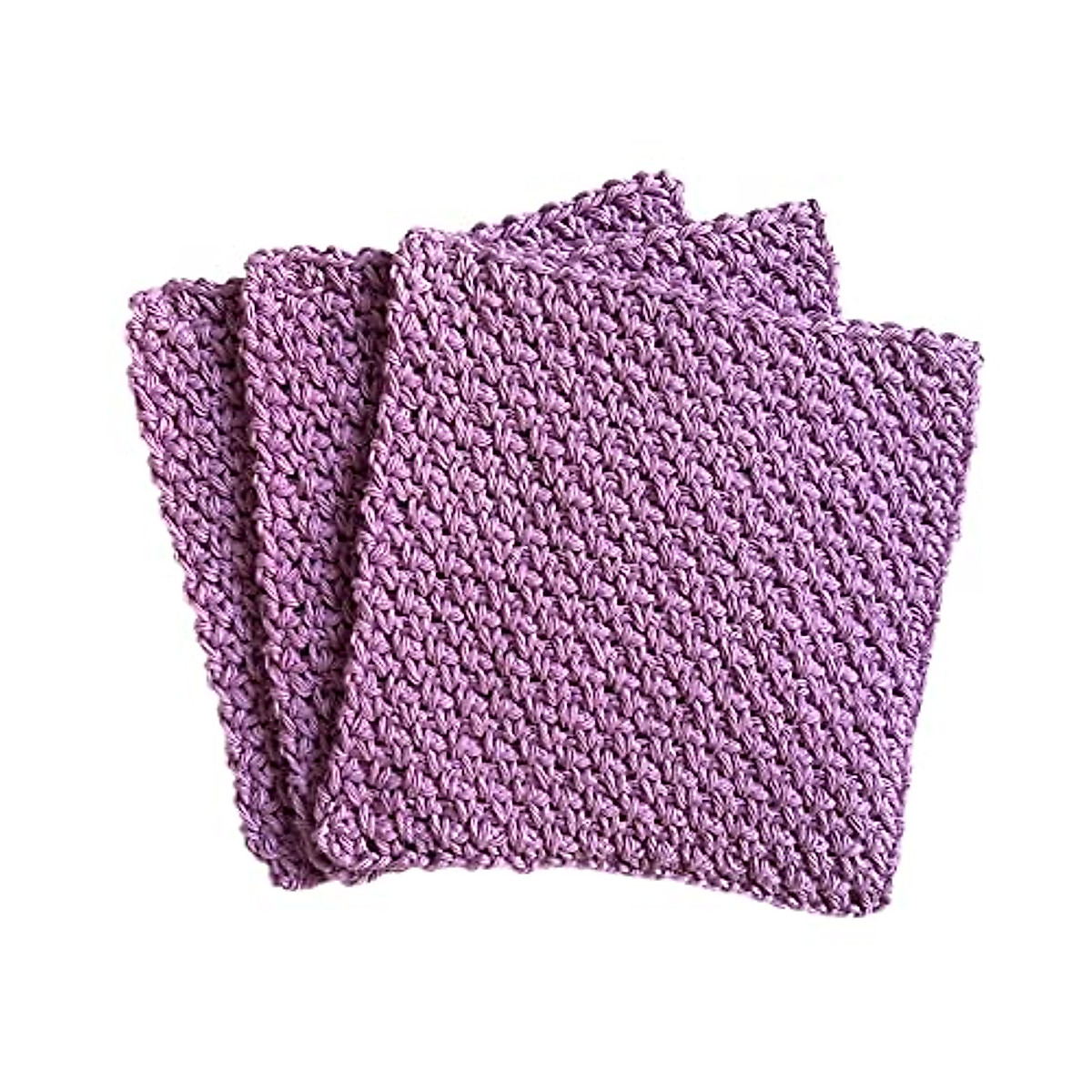 Orchid Purple Hand Crochet Dishcloths, Approx 7 inches square, Set of 3