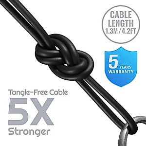 UliX Rider Wired Earbuds in-Ear Headphones, Earphones with Microphone, 5 Years Warranty, with Anti-Tangle, Reinforced Cable, 48 Ω Driver, Intense Bass, Ear Buds Phones for iPhone, iPad, Samsung