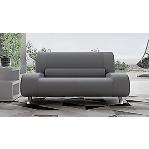 Zuri Furniture Modern Aspen Light Grey Microfiber Leather Loveseat