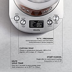 Mecity Electric Tea Kettle With Tea Infuser and Temperature Control Glass Tea Maker LCD Display Preset Brewing Programs For Tea Water Boiler 1.7L