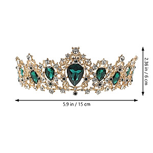 Generic Wedding Bridal Flower Jewelry Set Baroque Tiara Crystal Crown with Comb Retro Rhinestone Necklace Earrings Bridesmaids Queen Costume for Prom Party ( Green )