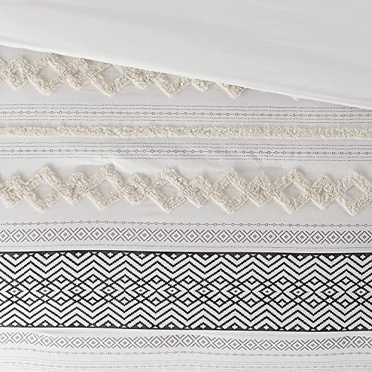 Hyde Lane Farmhouse Bedding Comforter Sets King, Ivory Boho Bed Set ,Cotton Top with Modern Neutral Style Clipped Jacquard Stripes, 3-Pieces Including Matching Pillow Shams (104x90 Inches)