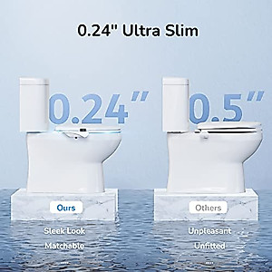 Bath & Bum Bidet, Ultra-Slim Bidet Attachment, Non-Electric Bidet Toilet Seat Attachment,Detachable Self-Cleaning Dual Nozzles and Adjustable Water Pressure, Easy to Install Bidet