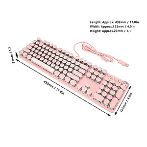 Mechanical Keyboard, 104 Keys Wired Retro Typewriter Round Punk Keycap Gaming Keyboard with Adjustable RGB Backlit Multi Mode for Gamer Typist E-Sports()
