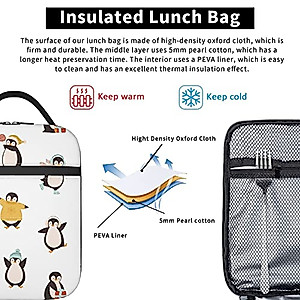 Lizinna Rportable Lunch Bag For Women/Men Insulated,Funny Polar Penguin Having Fun,Insulatedreusable Lunch Box For Office Work School Picnic Beach,Leakproof Cooler Tote Bag