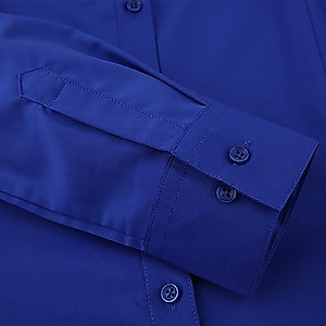 Womens Button Down Shirts Long Sleeve Regular Fit Basic Simple Stretch Work Blouse Royal Blue XXL