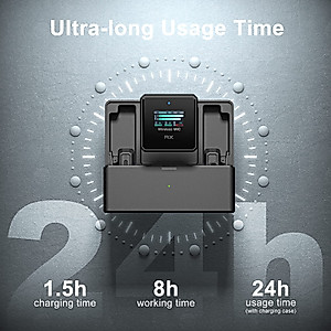 TTQ Wireless Lavalier Microphone with Noise Cancellation, 656ft Transmission, 24H Battery Life, Compact Wireless Lapel Microphone System for DSLR Cameras/iPhone/Android/Live Streaming (Black)