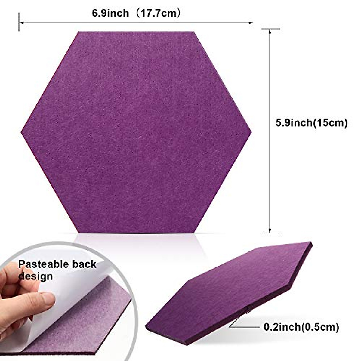 21 Pieces Pin Board Hexagon Felt Board Tiles Bulletin Board Memo Board Notice Board with 40 Pieces Push Pins for Home Office Classroom Wall Decor 5.9 x 7 Inches/ 15 x 17.7 cm (Rose Red, Purple, Pink)