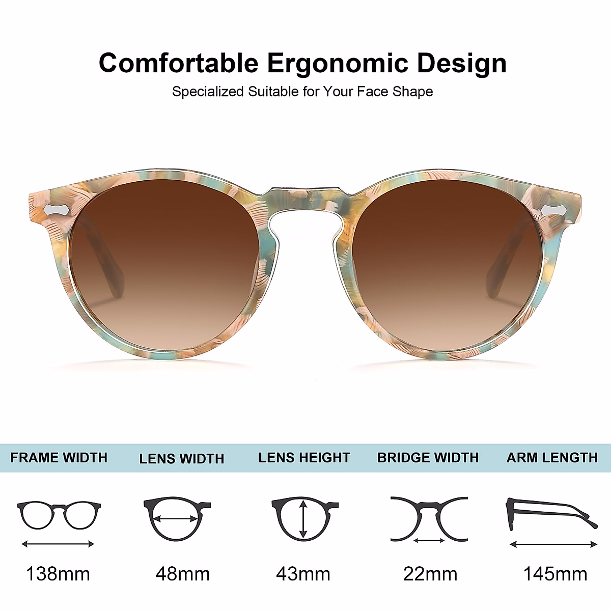 CARFIA Designer Acetate Polarized Sunglasses for Women UV Protection with Sunglasses Case CA5288