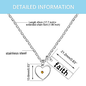 Uloveido The Amulet of Faith Mustard Seed Love Heart Pendant Necklace,Stainless Steel Charms Necklace for Women Y559 (Heart)