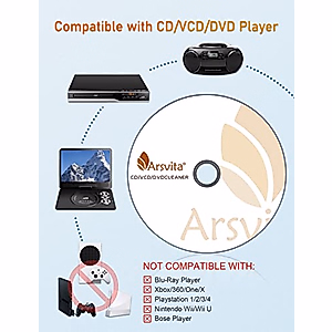 Arsvita Laser Lens Cleaner Disc Cleaning Set for CD/VCD/DVD Player, Not Compatible for Bose Player, Safe and Effective, ARCD-04