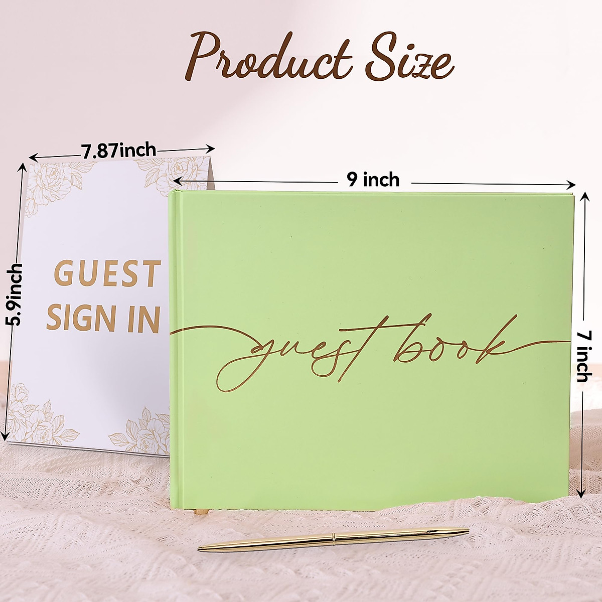 Artake Wedding Guest Book with Pen & Sign, Gold Foil Lettering Hardcover Palaroid Wedding Reception 7" x 9" Alternative Baby Shower, Wedding, Graduation, Party, Brithday Guest book Wedding Supplies