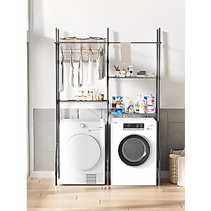 YORKING Clothes Drying Rack, Over The Washer and Dryer Storage Shelf with Adjustable Shelves, Space Saving Drying Rack for Laundry Room Easy Storage