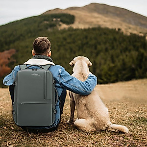 MOLNIA Travel Backpack for Men, 47L Carry On Backpack, 17.3inch Laptop Backpack Flight Approved, with 3 Packing Cubes & 1 Shoe Bag, Expandable Business Suitcase, Weekender Duffel Bag, Grey-green