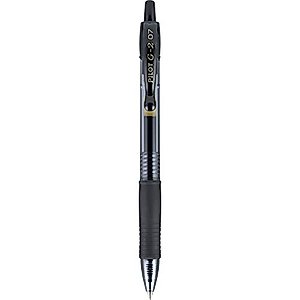 PILOT G2 Premium Refillable & Retractable Rolling Ball Gel Pens, Fine Point, Black Ink, Single Pen (31026)