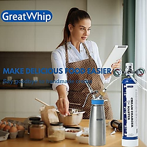 GreatWhip Whipped Cream Chargers, 615g Whip Cream Charger Cylinder, 6 Cylinders (1 Carton)
