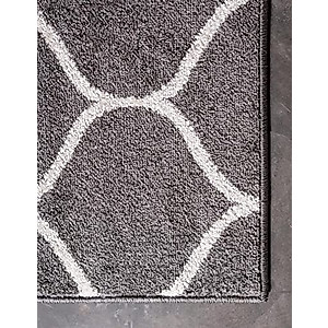 Unique Loom Trellis Frieze Collection Area Rug - Rounded (5' 1" x 8', Dark Gray/ Ivory)