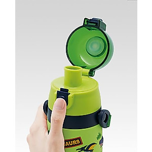 Skater SDPV5-A Children's Stainless Steel Water Bottle, Direct Dinosaurus, 16.2 fl oz (480 ml), Children's Friendly, Lightweight Type, For Boys, Cold Insulation, 3D Printed Waterbottle, Sports Bottle,