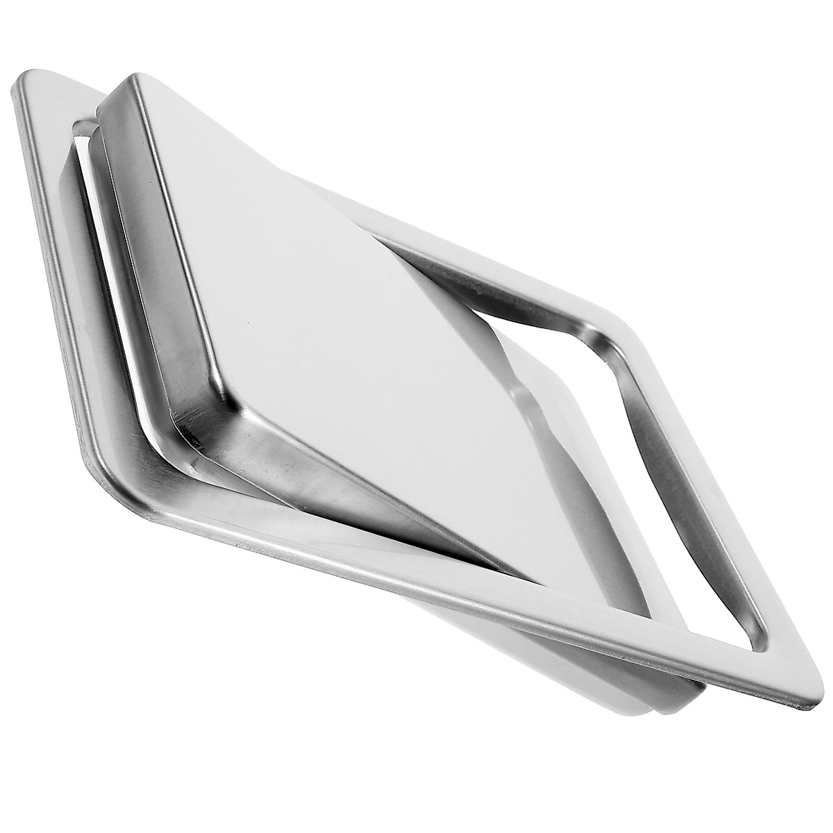 Amosfun Built-in Countertop Trash Bin Lid and Waste Chute Lid, Stainless Steel Balance Flap Cover, Silver Trash Grommet Swing Trash Can Lid Accessories 23X16.5X3.3CM