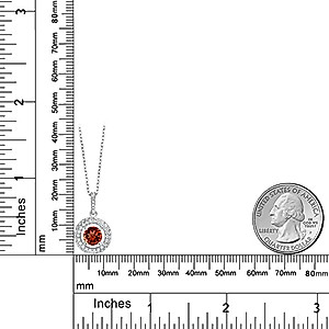 Gem Stone King 925 Sterling Silver 6MM Round Gemstone Birthstone and White Moissanite Pendant Necklace | Halo Necklace For Women | With 18 Inch Chain