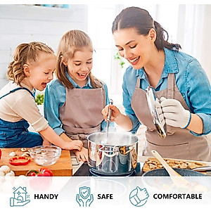 Heat Resistant Gloves Oven Gloves Heat Resistant with Fingers Oven Mitts Kitchen Pot Holders Cotton Gloves Kitchen Gloves Double Oven Gloves with Fingers White 1 Pair