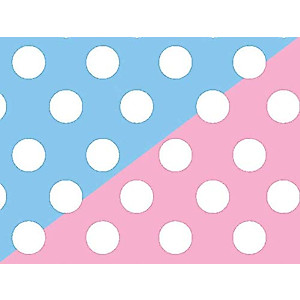 Reversible Double-Sided Baby Shower Pink Blue Polka Dot Baby Shower Wrapping Paper -12ft Flat Sheet (Folded) w. Gift Tags