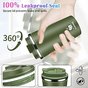 17oz Insulated Travel Coffee Mug with Flip Lid – Leakproof Stainless Steel Insulated Coffee Tumblers, Portable Thermos Cup for Hot & Cold Drinks, Perfect for Camping & On-the-Go