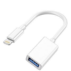 Naiyal Lightning to USB Camera Adapter, Apple MFi Certified USB OTG Cable Converter for iPhone 14 13 12 11 Pro Max XS XR X 8 iPad, Support Camera, Card Reader, USB Flash Drive, MIDI Keyboard (White-1)