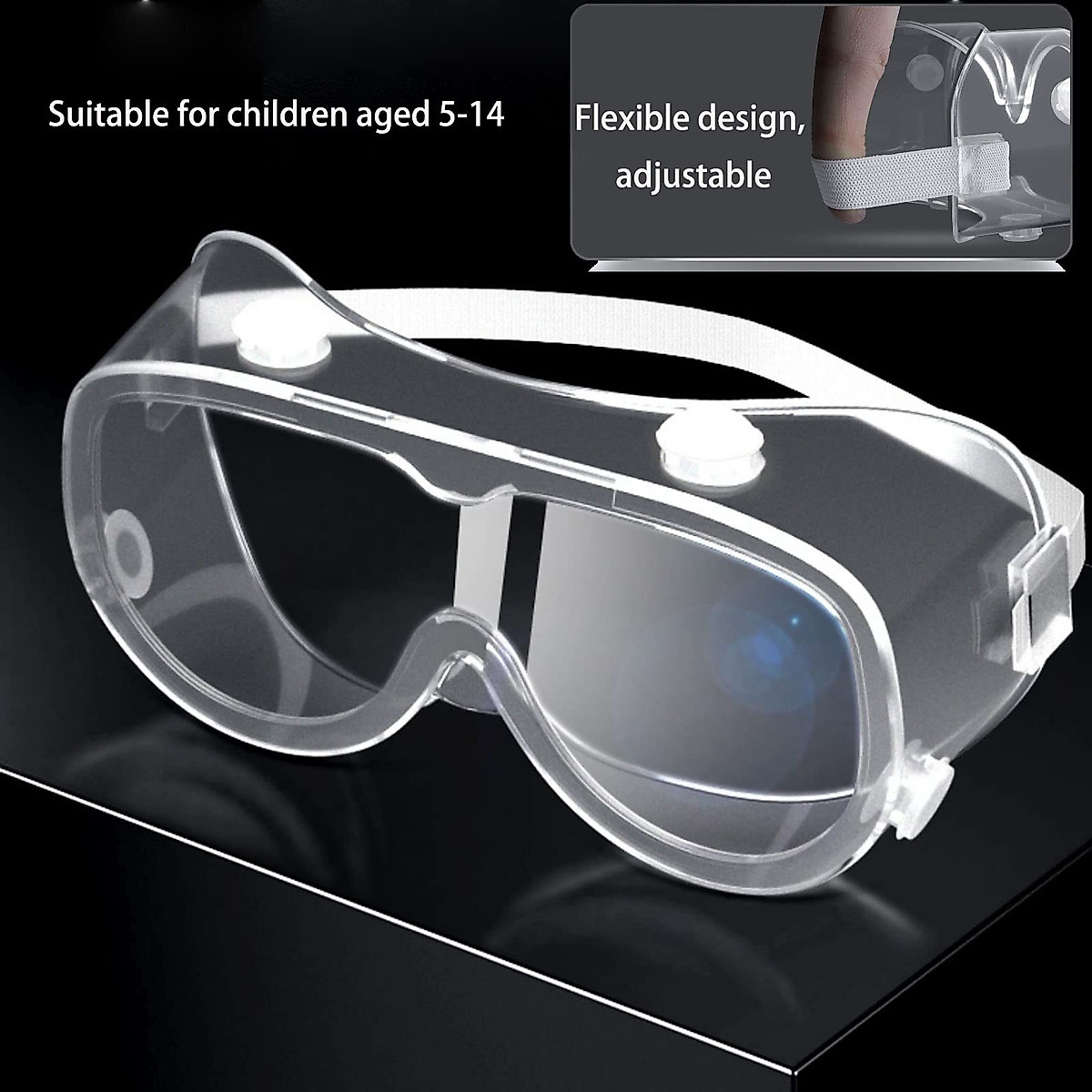 ABUDDER Kid Safety Goggles, Boys Girls Protective Goggles Crystal Clear Eye Protection 3 Pieces