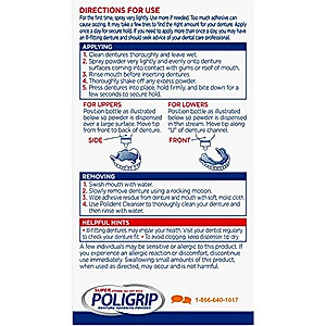 Super Poligrip Extra Strength Denture Adhesive Powder, Denture Powder for Dentures - 1.6 Ounces (Pack of 6)