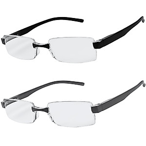 Success Eyewear Reading Glasses Set of 2 Rimless Ultra Lightweight Comfort Glasses for Reading for Men and Women Set of Black and Grey Matte 2.75