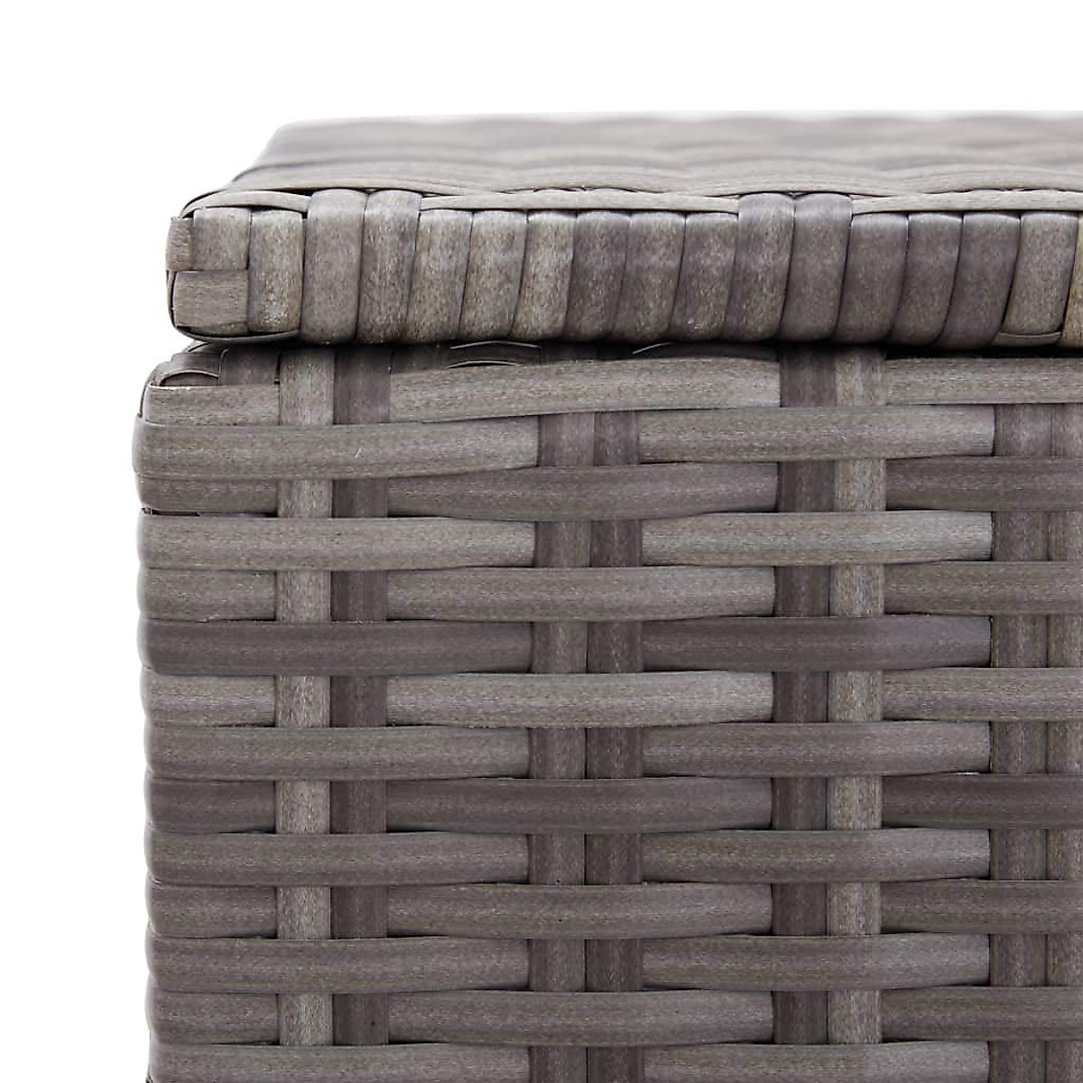 loibinfen Patio Storage Box Deck Storage Box Outdoor Storage Box Indoor Wicker Storage Bin for Patio Furniture Cushions, Pillows, Garden Tools, Poly Rattan Gray, 39.3"x19.6"x19.6"