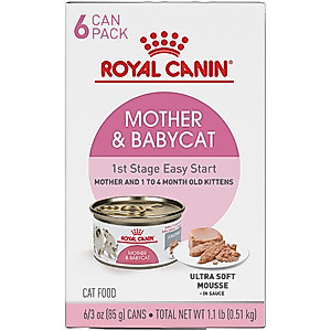 Royal Canin Mother & Babycat Ultra-Soft Mousse in Sauce Variety Pack Wet Cat Food, 3 oz., Count of 6, 6 CT