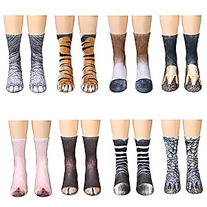 Animal Paw Socks, Funny Weird Stocking Stuffers Novelty Crazy Crew Socks for Women Men Boys Girls Kids