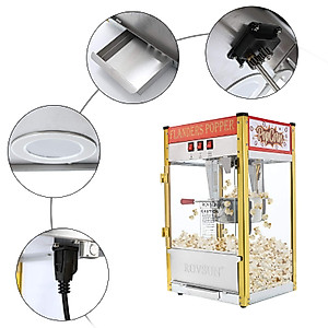 ROVSUN Popcorn Machine Movie Theater Style with 8 Ounce Kettle Makes Up to 32 Cups, Countertop Popcorn Maker Commercial Popcorn Machine w/Stainless Steel Scoop, Oil Spoon & 3 Popcorn Cups, Red