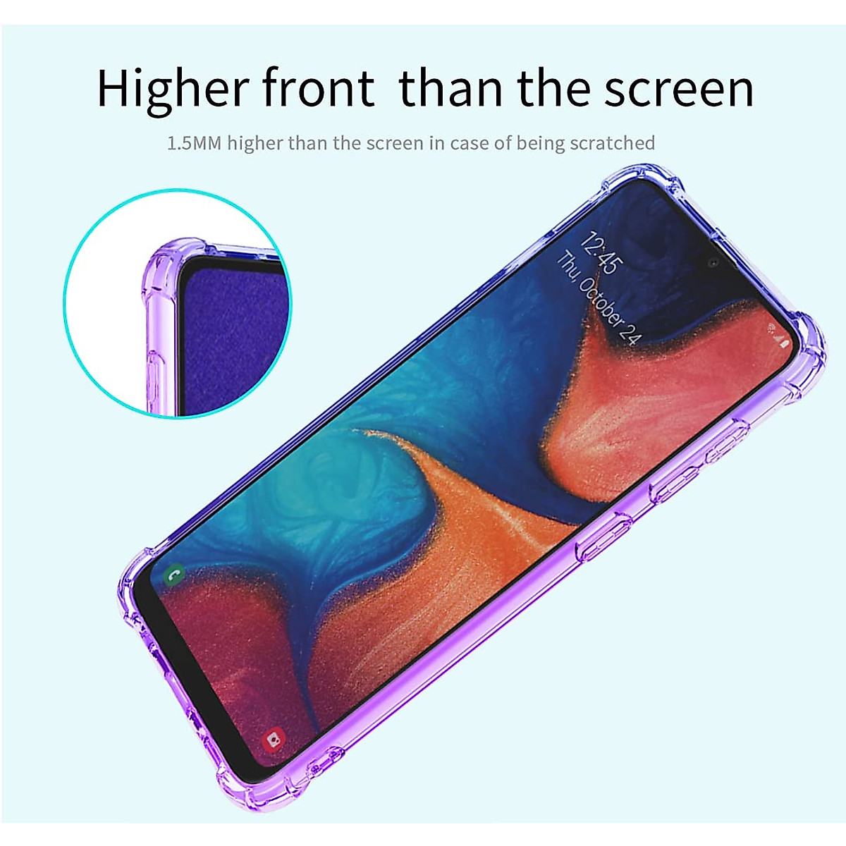 KOARWVC Case for Galaxy A40 Case,Samsung A40 SM-A405F Case, Crystal Clear Case Gradient Slim Anti Scratch TPU Shockproof Protective Phone Cases Cover for Samsung Galaxy A40 (Purple/Blue)