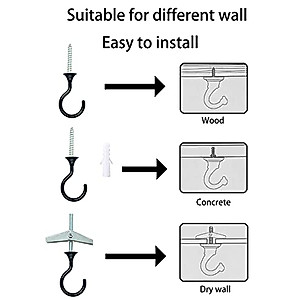 Evsteluo 2 Sets Large Swag Ceiling Hooks Heavy Duty Swag Hook with Hardware for Hanging Plants Ceiling Installation Cavity Wall Fixing (2 Sets, Black)