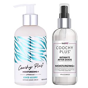 Coochy Plus Intimate Shaving Complete Kit - COCO ALLURE & Organic After Shave Protection Soothing Moisturizer Mist – Antioxidant Formula Prevents Razor Burns, Itchiness & Ingrown Hairs