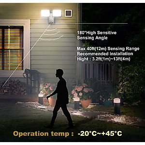 MKD Solar Outdoor Lights, LED Motion Sensor Outdoor Lights,10W/1200LM//5000K/IP44 Waterproof Solar Motion Lights Outdoor Solar Wall Lights Security Lights for Garden，Front Door, Backyard, Garage, Deck