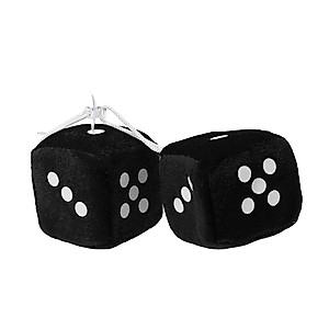 A FEI 1 Pair Fuzzy Dice Dots Rear View Mirror Hanger Decoration Car Styling Accessorie