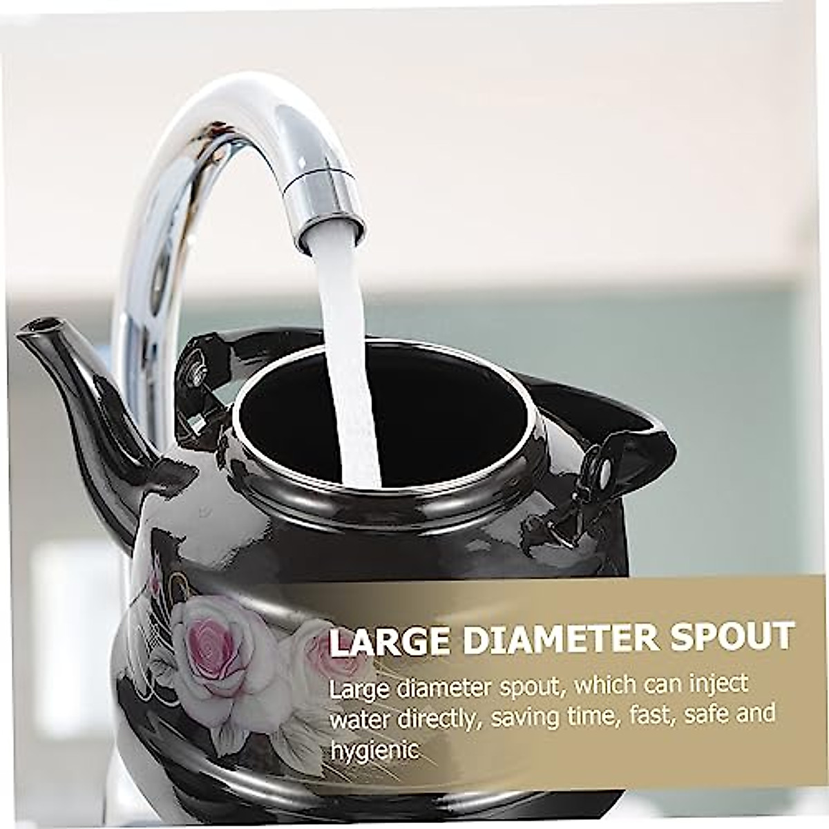 FELTECHELECTR Enamel Kettle Induction Tea Kettle Black Kettle Camping Kettle Porcelain Teapot Cast Iron Enamel Kettle Loose Leaf Teapot Black Retro Tea Pot Kitchen Kettle Enamel Water Pot Coffee