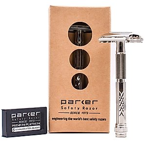 Parker Model 60R Safety Razor and 5 Parker Platinum Razor Blades