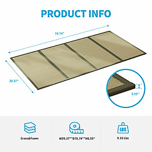 Mjkone Grass Futon Mattress with Natura Fragrance, Folding Floor Bed Suitable for Japanese and Pastoral Style, Cozy Tatami Grass Mat for Living Room-Twin