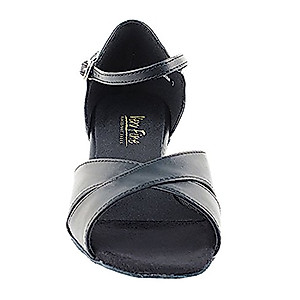 Very Fine Dance Shoes - Ladies Practice, Cuban Low Heel Ballroom Dance Shoes - 803-1.5-inch Heel and Foldable Brush Bundle - Black Leather - 4.5