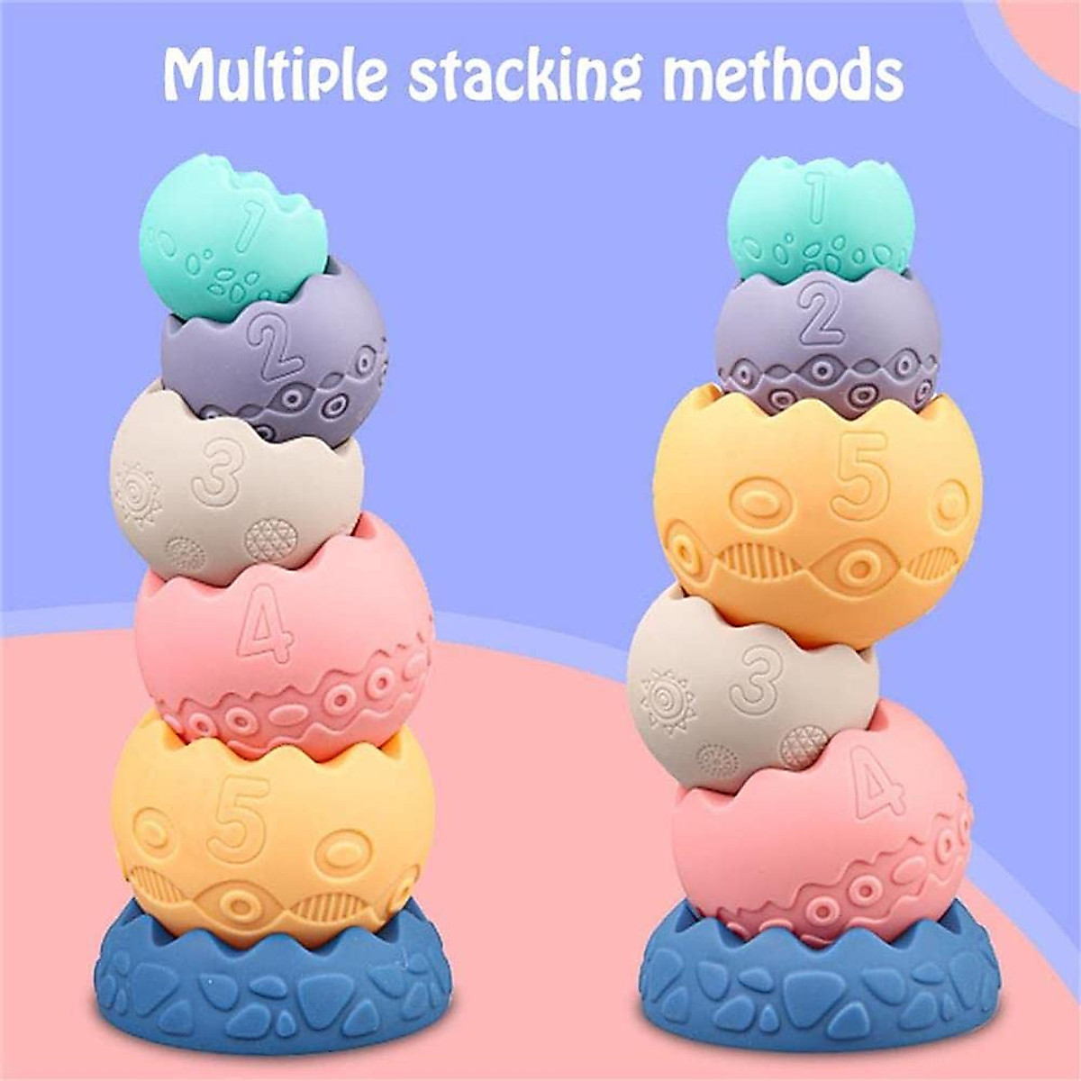 Baby Sensory Balls Teething Toys 6 9 12 18 Months Soft Building Blocks Toddlers Montessori Early Developmental Educational Fine Motor Skills Stacking Ring Infant Boys Girls Gifts One 1 2 3 Year Old