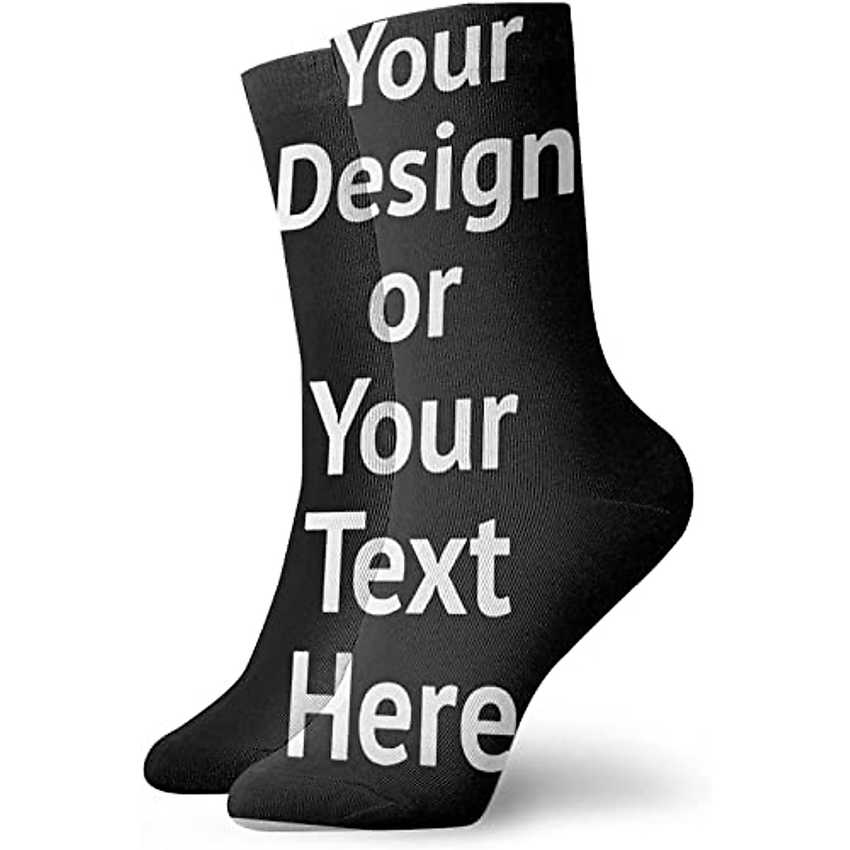 Custom Photo Socks, Add Your Own Photo/Text,Personalized Printed Cotton Face Socks For Men Women Gift, Gray, One Size