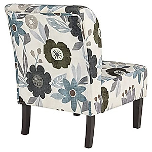 Signature Design by Ashley Triptis Floral Armless Accent Chair, White, Blue & Gray