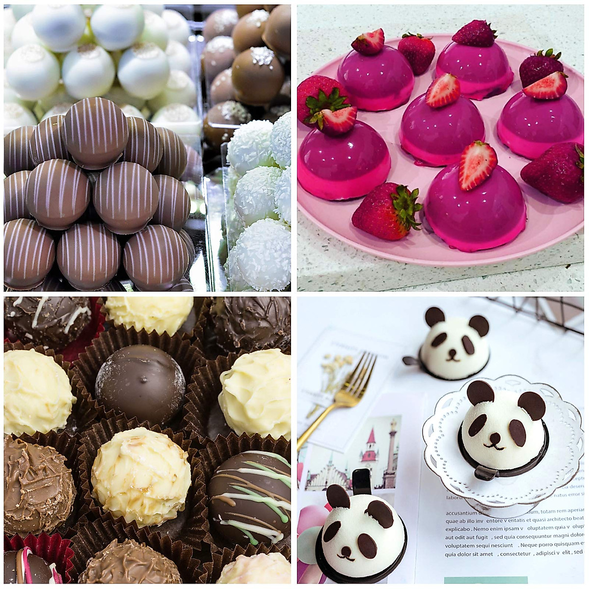 Mity rain (3 Pcs) 15 Cavity 2 inch Hot Cocoa/Chocolate Bomb Mold, 45 Cavity Total Semi Silicone Mold, Half Sphere Mold for Cake, Jelly, Pudding, Dome Mousse