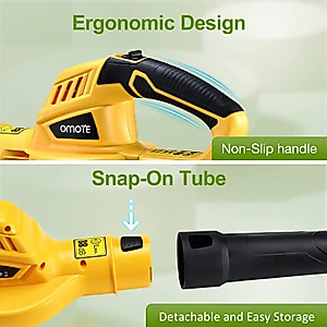 OMOTE Cordless Leaf Blower, 20V 2.0Ah Battery and Charger Included, Low Noise, Lightweight Leaf Blower Battery-Operated with One Button Control, Air Blowers for Lawn Care, Leaves and Snow Blowing