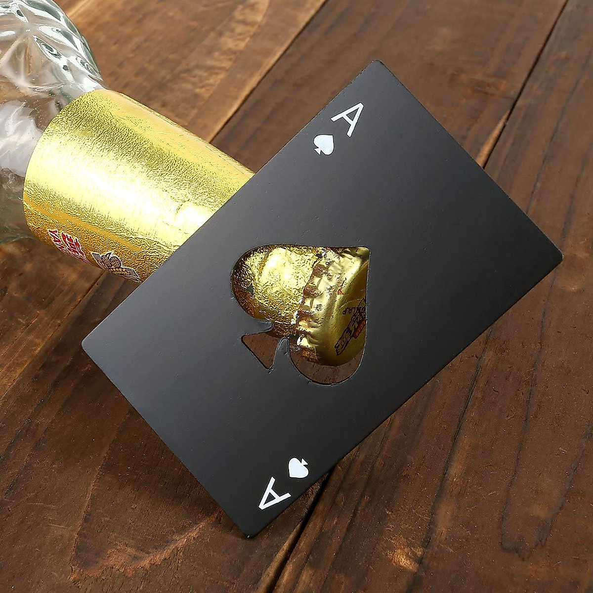 Cool beer Bottle Openers，Yerwal Casino Credit Card Stainless Stee Black Bottle Opener for Wallet